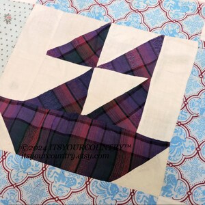 Patchwork Sailboat Quilt Block 1940s Vintage Cotton Feedsack Primitive ...