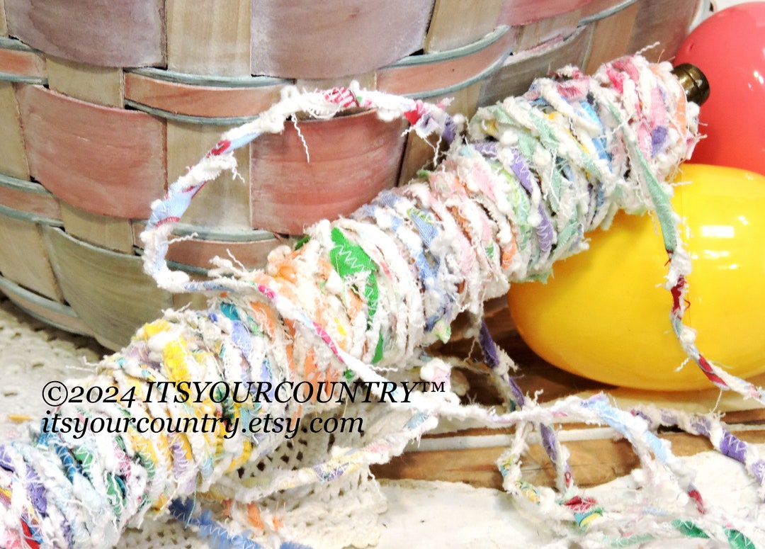 Nubby Chenille Rag String Pastel Mix Cotton Skinny Tattered Fabric ...
