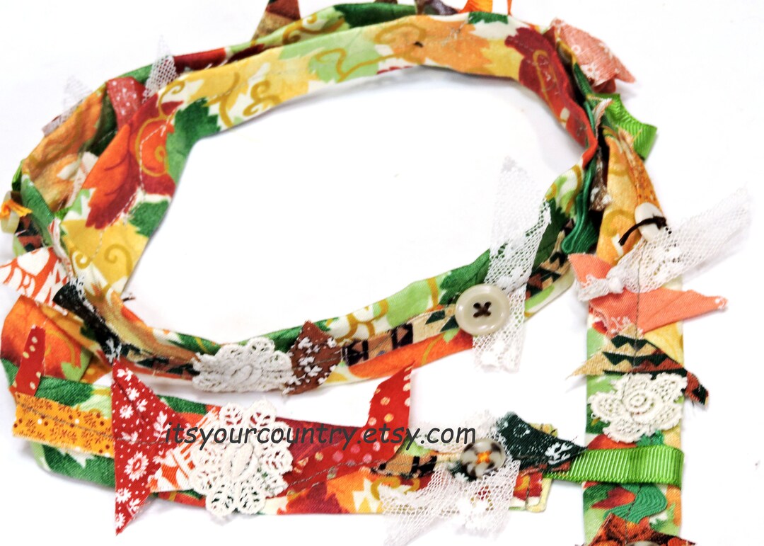 Autumn Tattered Ribbon Handmade Fabric Craft Fiber - Etsy