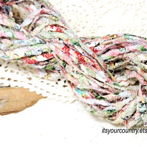 Pastel Cottagecore Fiber Art Rag String Artisan Tattered Thin Flat ...