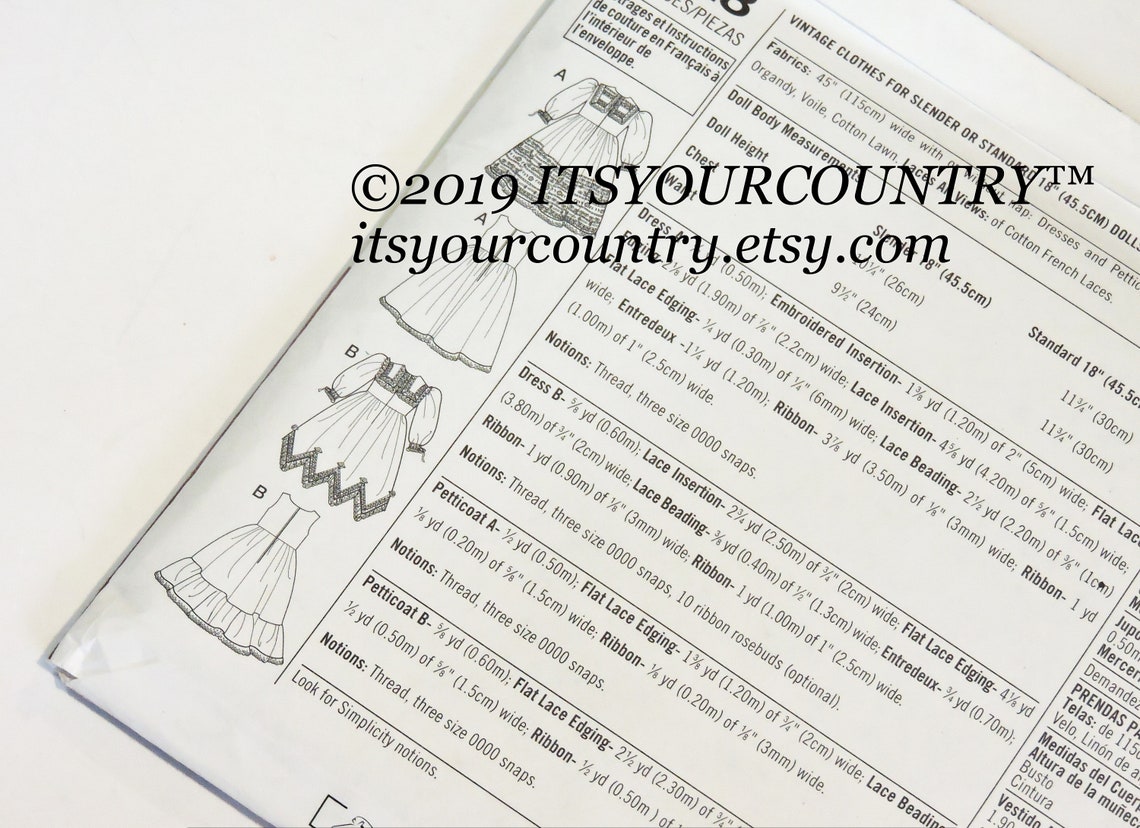 Simplicity 5428 Sewing Pattern Vintage Heirloom Style 18 | Etsy