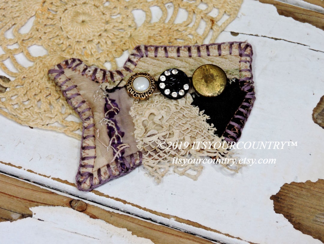 Antique Quilt Ornament or Brooch Crazy Patchwork Embroidered Victorian ...