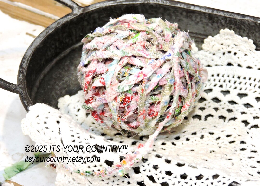 Pastel Cottagecore Fiber Art Rag String Artisan Tattered Thin Flat ...