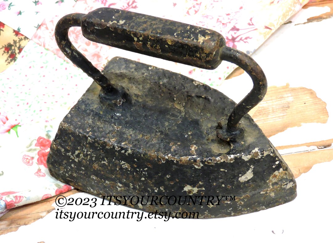 Antique Iron, Sad Iron, Heavy Cast Iron Metal Clothes Iron Primitive ...