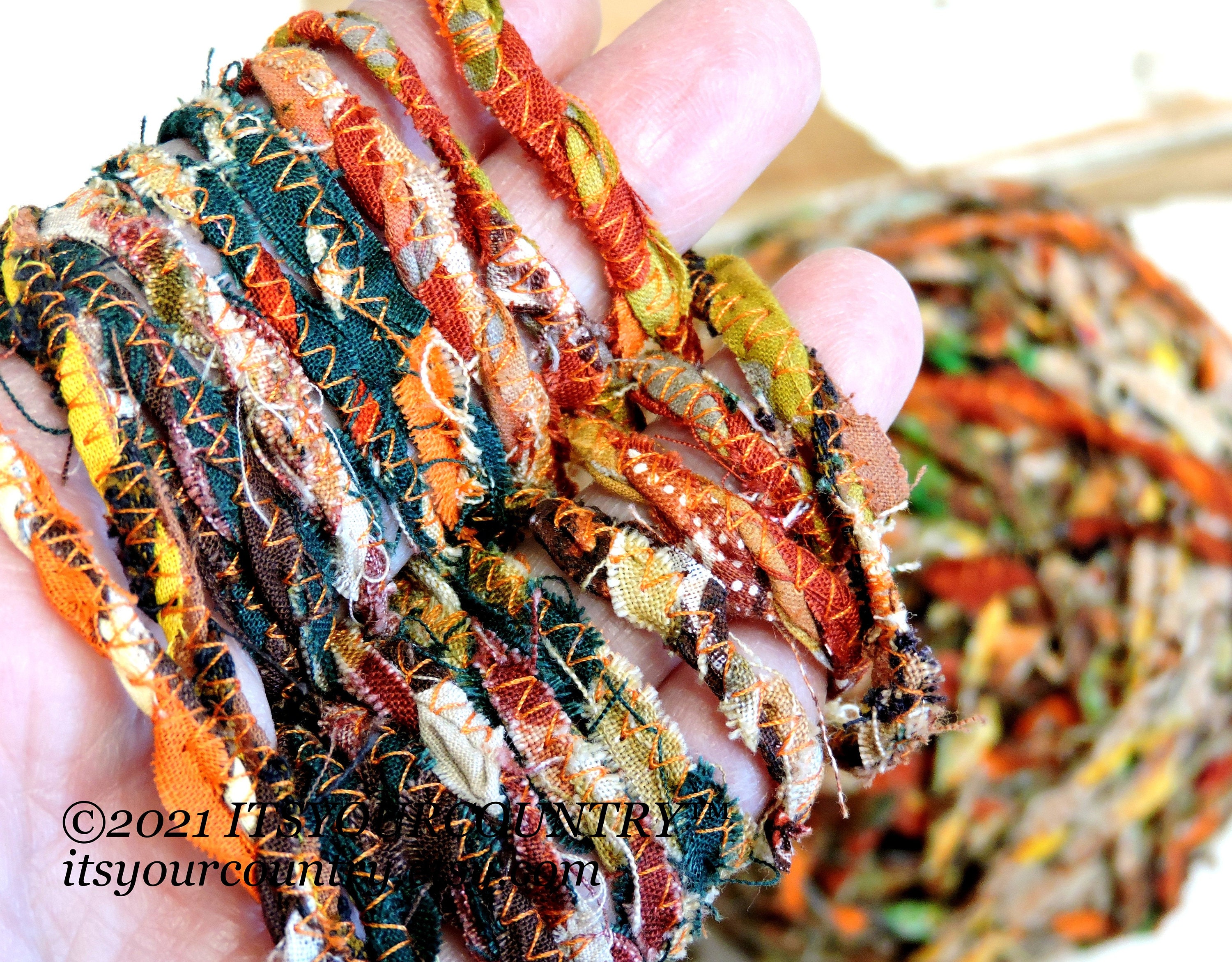 Fall Fiber Art Craft String Artisan Tattered Thin Flat Cotton | Etsy