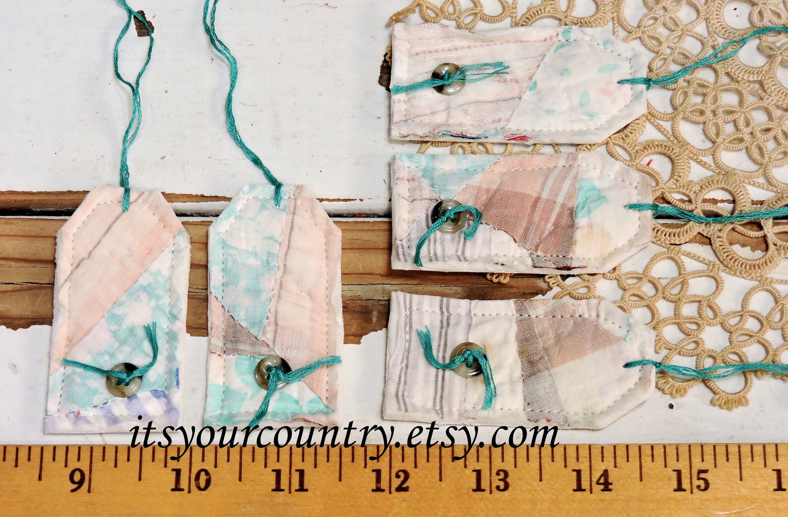 Prim Fabric Tags Vintage Patchwork Labels Primitive Quilt Gift | Etsy
