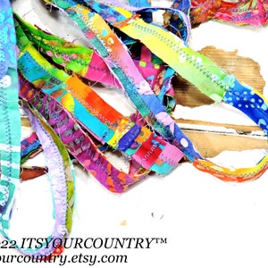 Batik Boho Fabric Rag Ribbon Artisan Multicolored Fiber Art Sewing ...