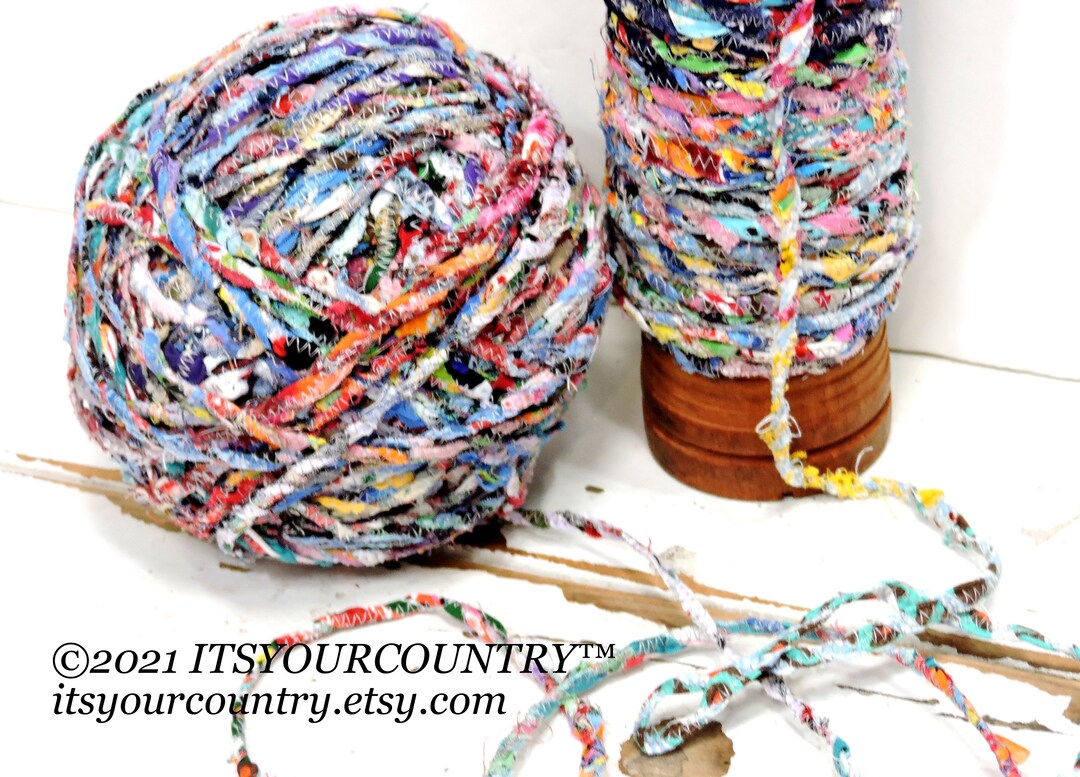 Multicolored Fiber Art Yarn: Primitive Rag String, Cotton Fabric Cord ...