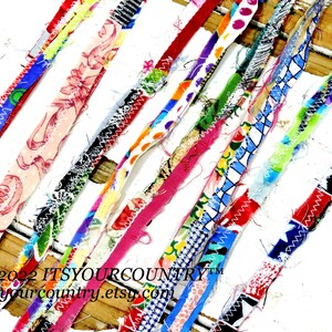 Boho Fabric Rag Ribbon Artisan Multicolored Fiber Art Sewing Craft Trim ...