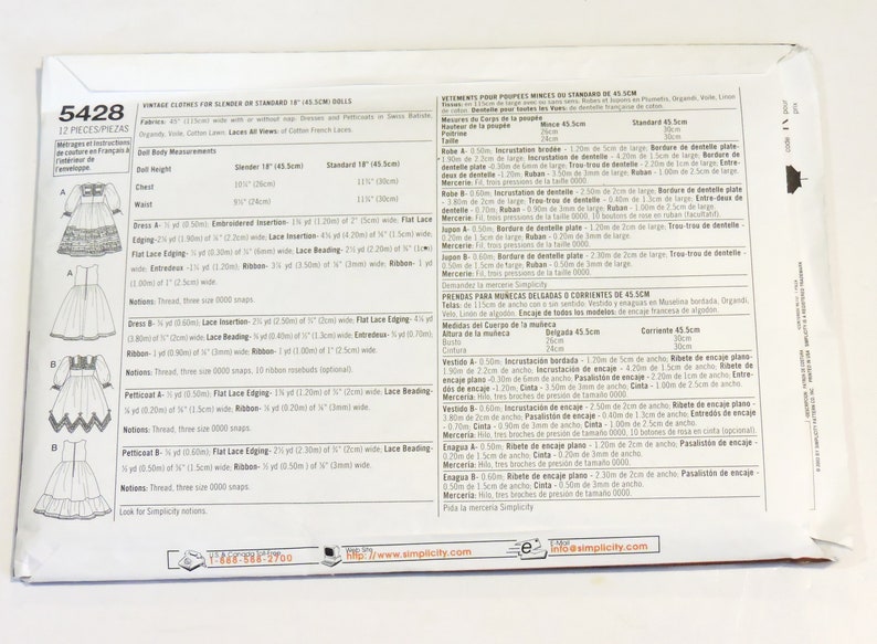 Simplicity 5428 Sewing Pattern Vintage Heirloom Style 18 | Etsy