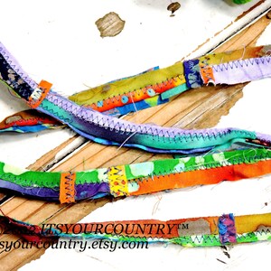 Batik Boho Fabric Rag Ribbon Artisan Multicolored Fiber Art Sewing ...