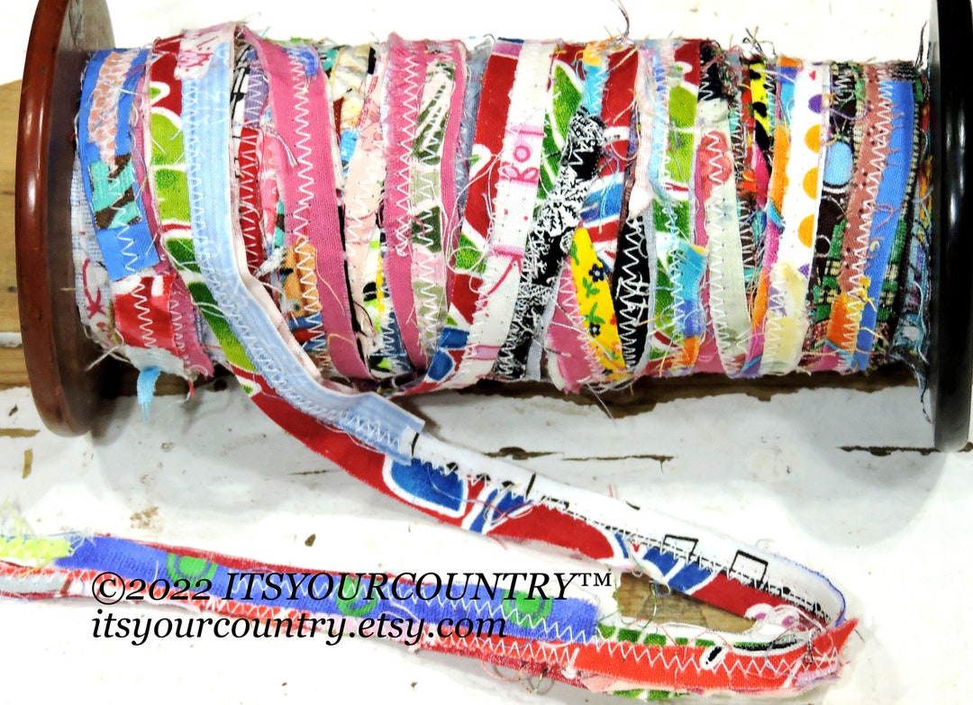 Multicolored Fiberart Rag Craft Ribbon Primitive Double-sided Cotton ...