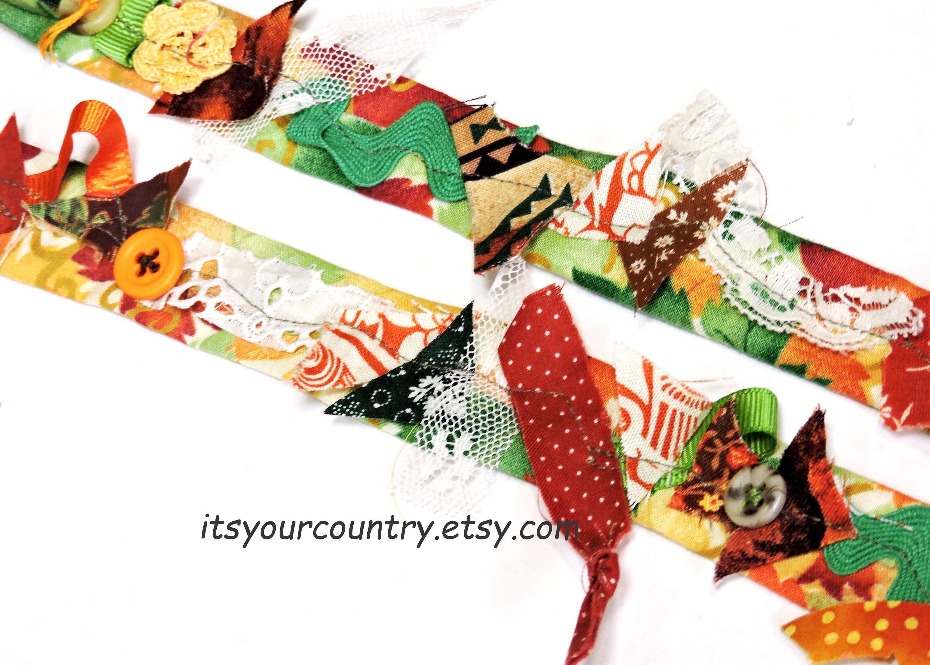 Autumn Tattered Ribbon Handmade Fabric Craft Fiber - Etsy