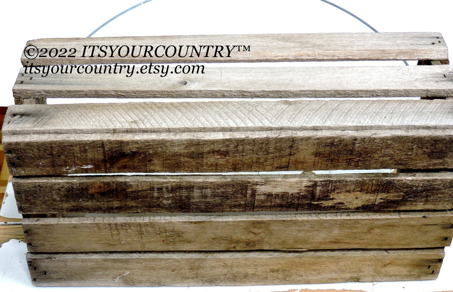 Wood Slat Box Carrier With Wire Handle Vintage Weathered | Etsy