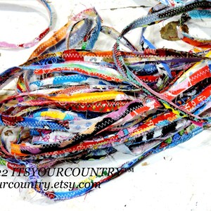 Boho Fabric Rag Ribbon Artisan Multicolored Fiber Art Sewing Craft Trim ...
