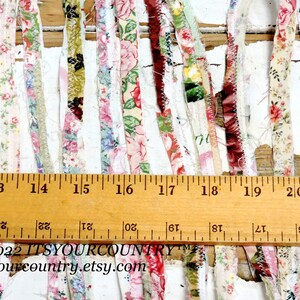 Floral Fabric Rag Ribbon Artisan Cottagecore Shabby Cottage Chic Fiber ...