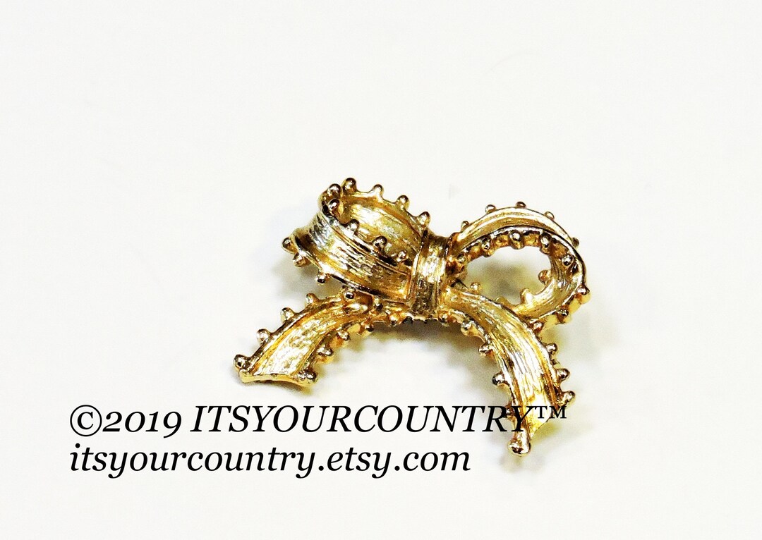 Vintage Bow Brooch, Signed Tancer II, Picot Edge Tied Ribbon Bow Lapel ...