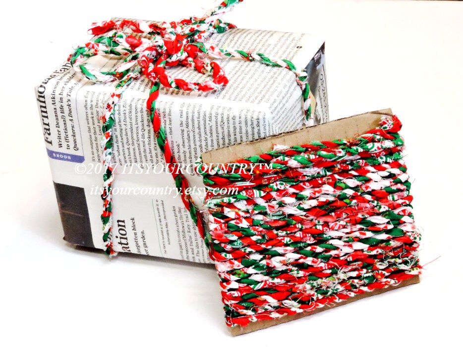 Christmas Gift Wrap Cord Twisted Tattered Fabric Twine - Etsy