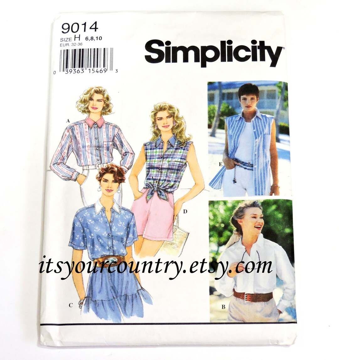 Simplicity 9014 Blouse Sewing Pattern Misses Sz 6 8 10 Front - Etsy