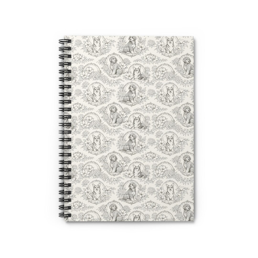 Vintage Victorian Dog Pattern Spiral Notebook | Ruled Journal - Etsy