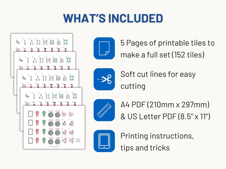 Printable Mahjong Tile Practice Set for Beginners | American Mah Jongg ...