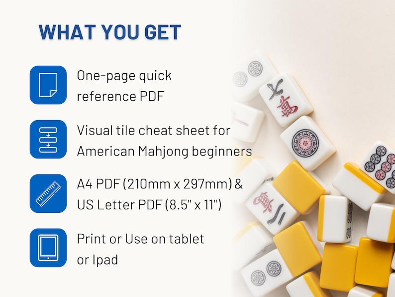 Mahjong Tile Cheat Sheet Printable PDF | NMJL Beginner Guide for ...