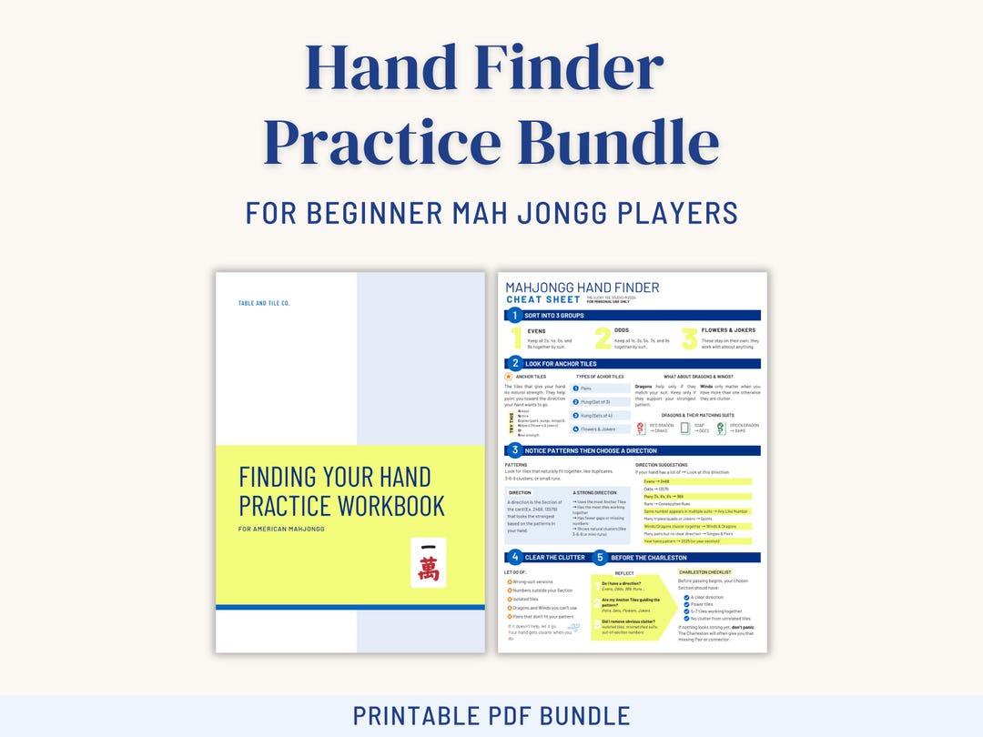 Mahjong Hand Finder Workbook and Cheat Sheet | Beginner Practice Set ...
