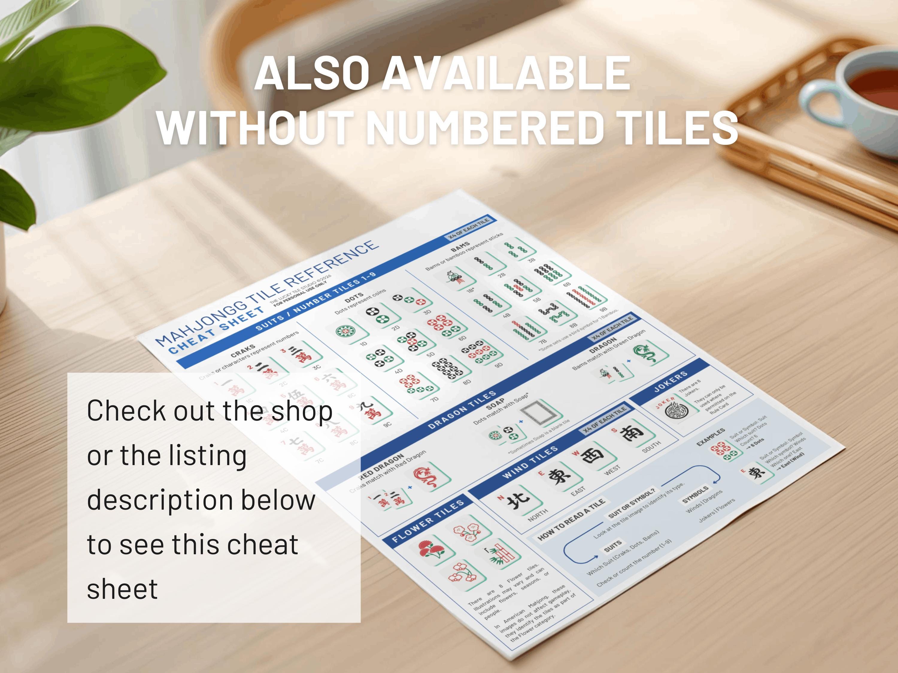 American Mahjong Tile Reference Chart With Numbers (PDF Download) - Etsy