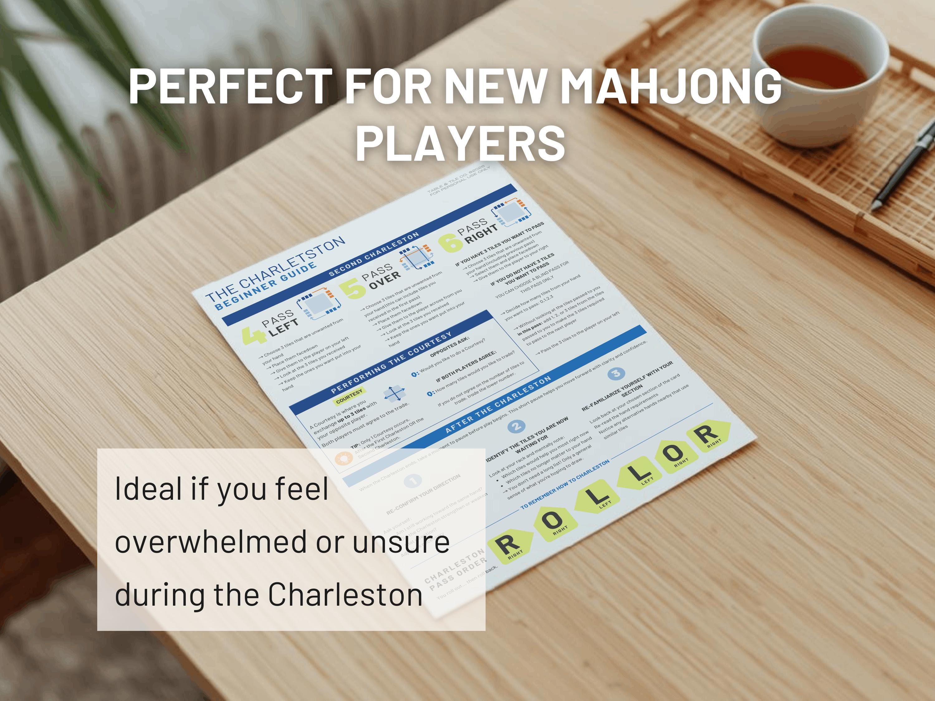 American Mahjong Charleston Cheat Sheet | Beginner Guide (PDF) - Etsy