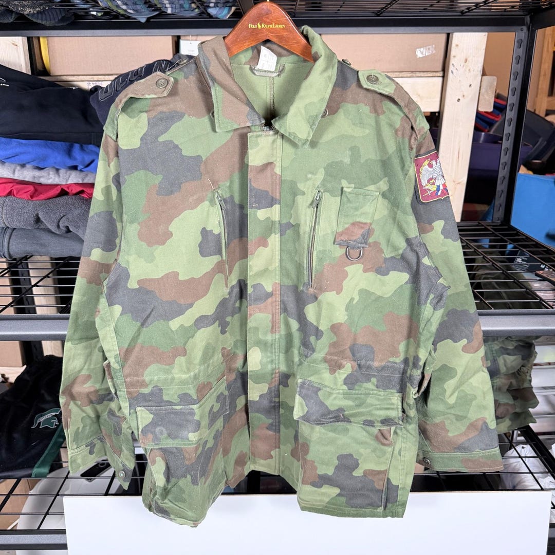 YUMCO Military Camo Jacket Coat 1996 Yugoslavia Serbian Patch Men's ...
