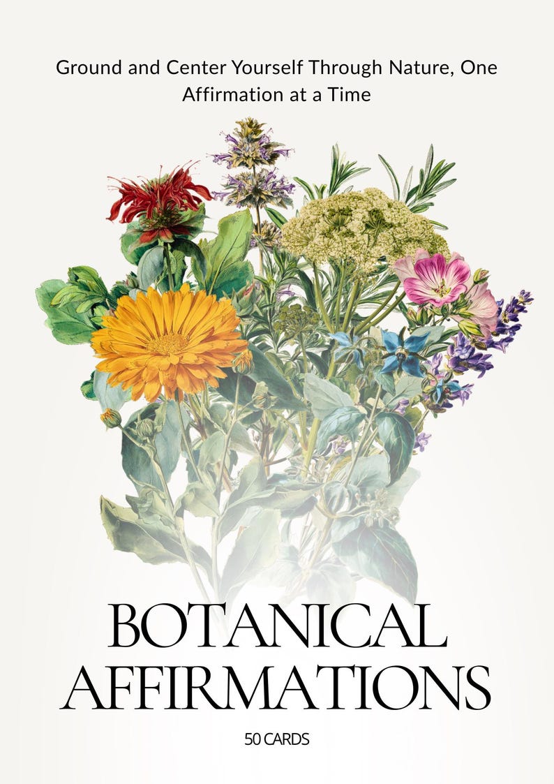 Botanical Affirmation Cards Printable | Rooted Wisdom Deck | 50 Nature ...