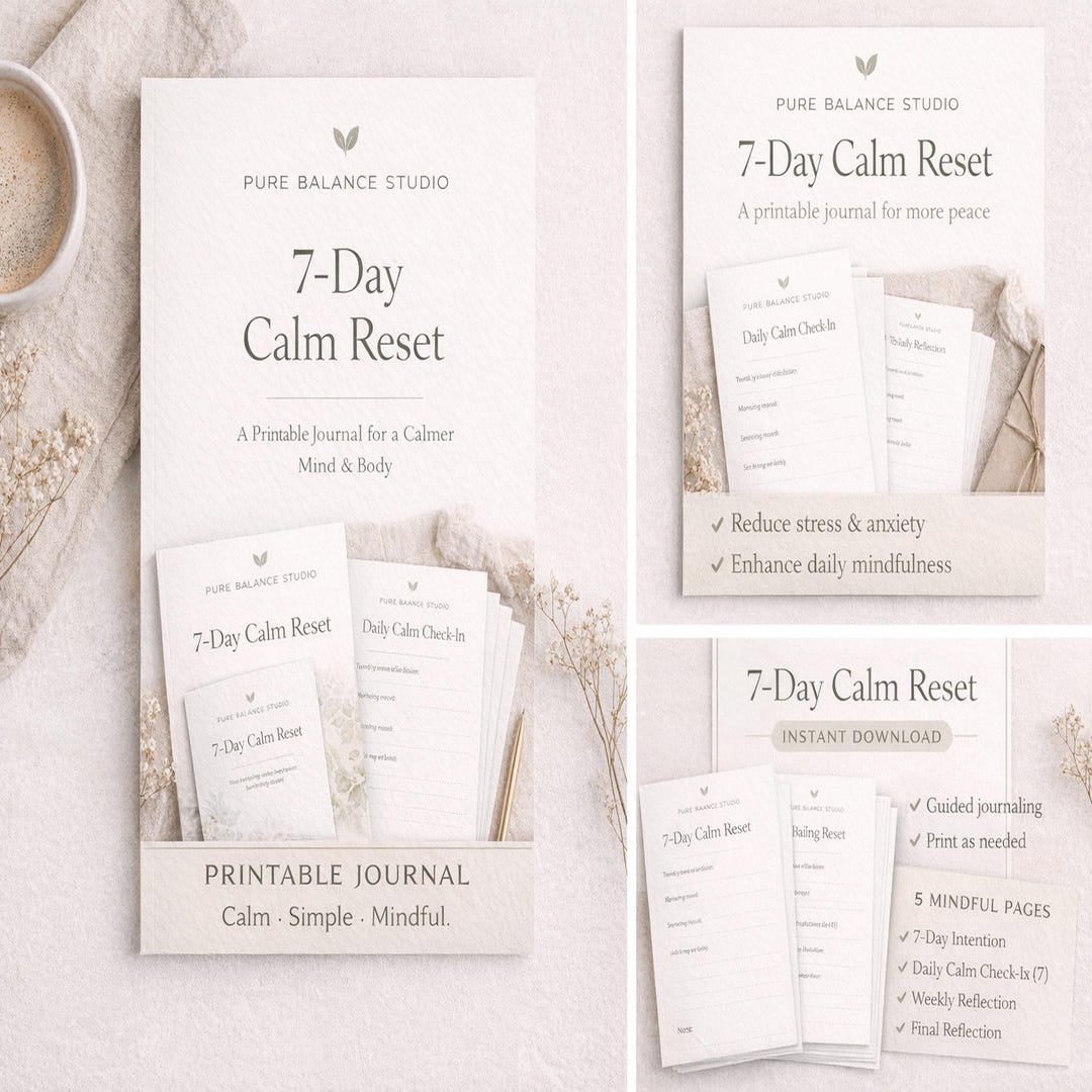 7-day Calm Reset Printable | Self Care Planner | Mindfulness Journal ...