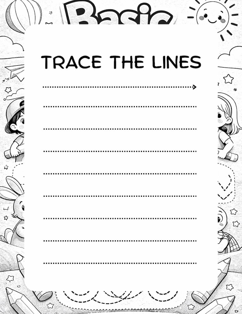 Tracing Lines Worksheets for Kids | Prewriting Practice | Straight ...