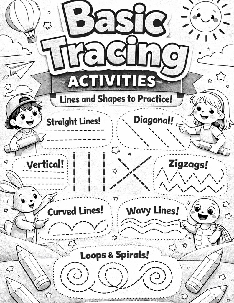 Tracing Lines Worksheets for Kids | Prewriting Practice | Straight ...