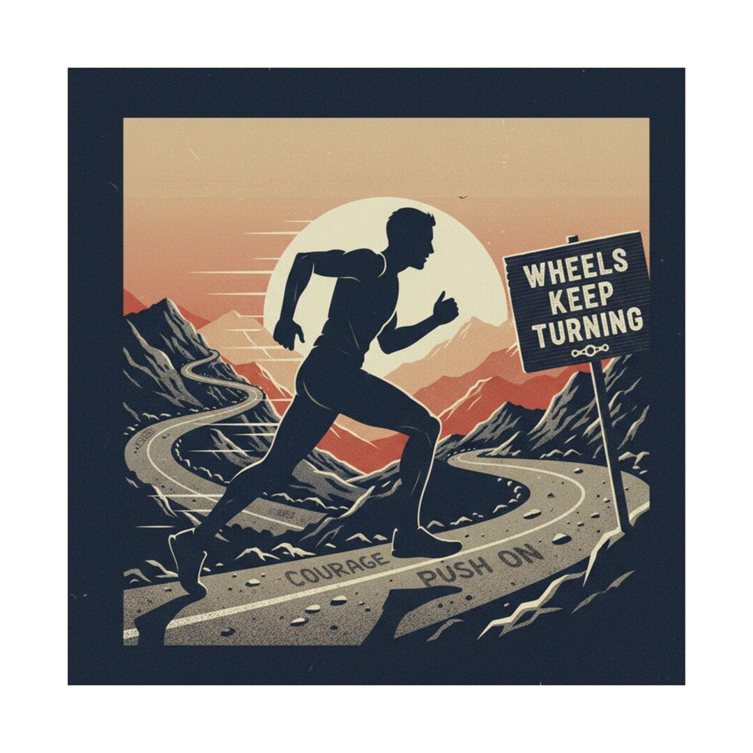WHEELS KEEP TURNING Long Distance Runner Silhouett Square Poster ...