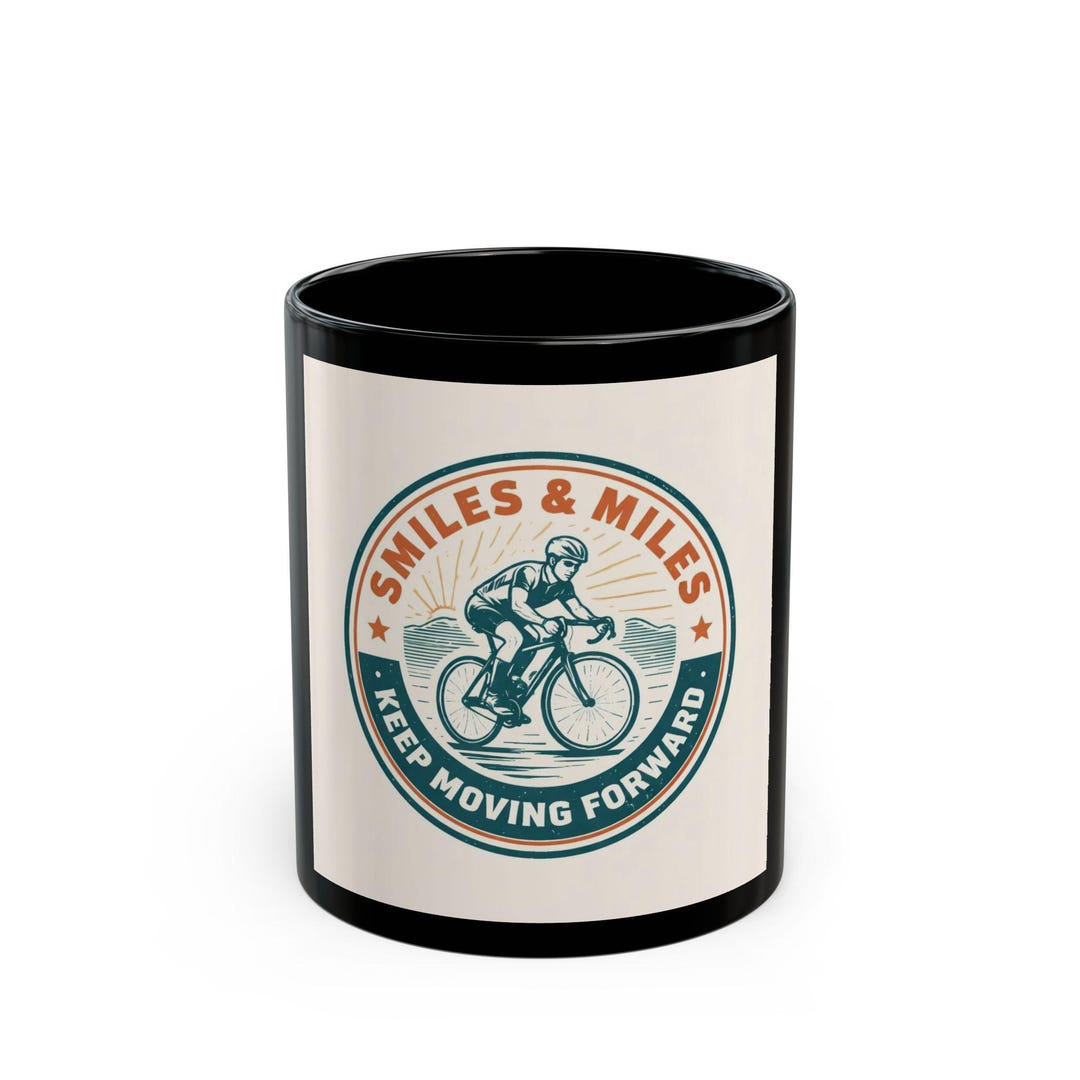 Smiles and Miles Keep Moving Forward Black Mug - Etsy