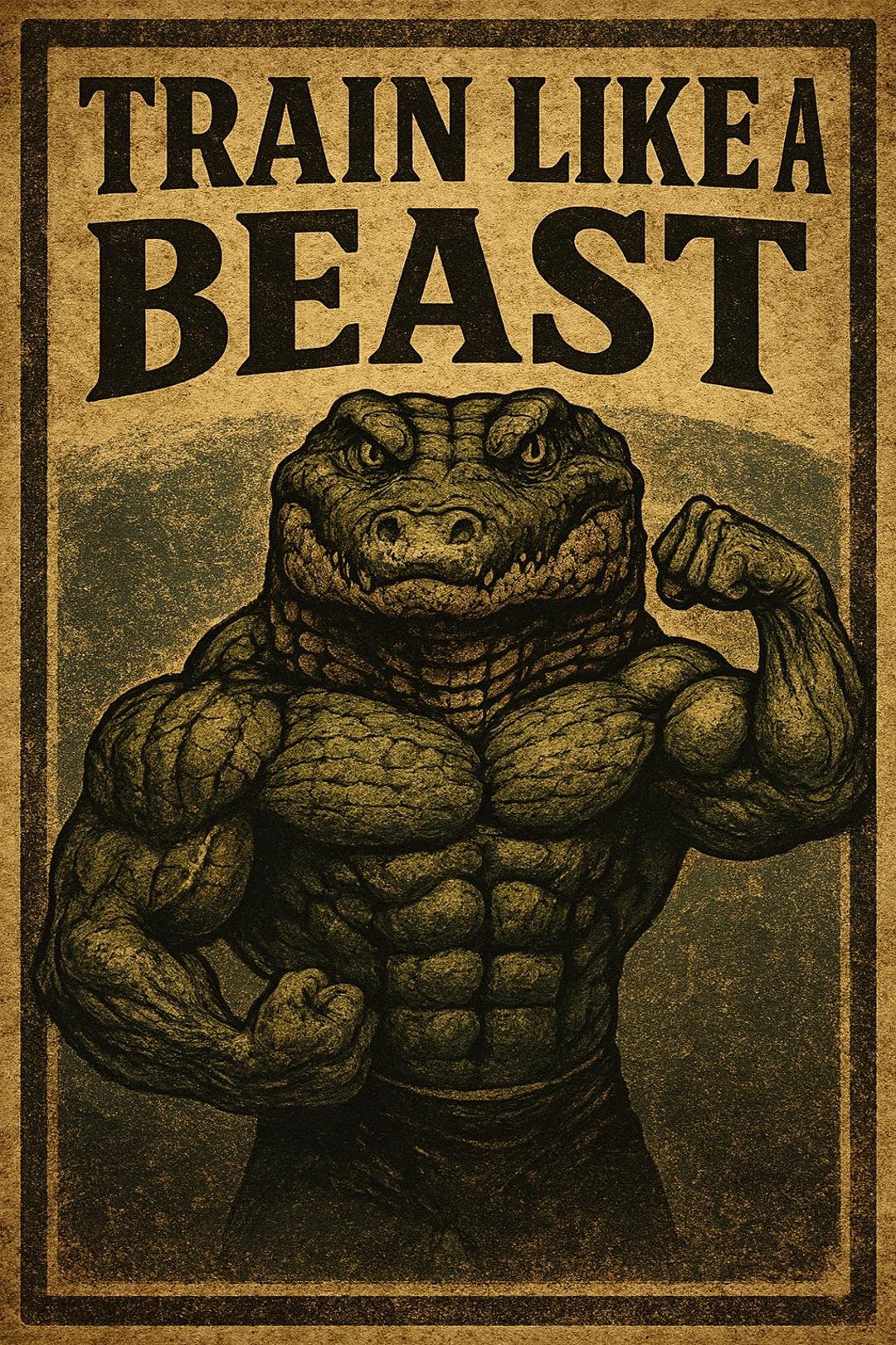 Vintage Gym Motivation Poster | Animal Grit Wall Art | Fitness ...