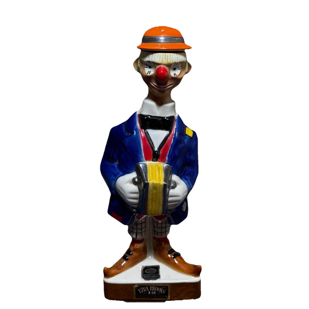 Vintage 1971 Ezra Brooks Clown Decanter Heritage China Whiskey Bottle W ...