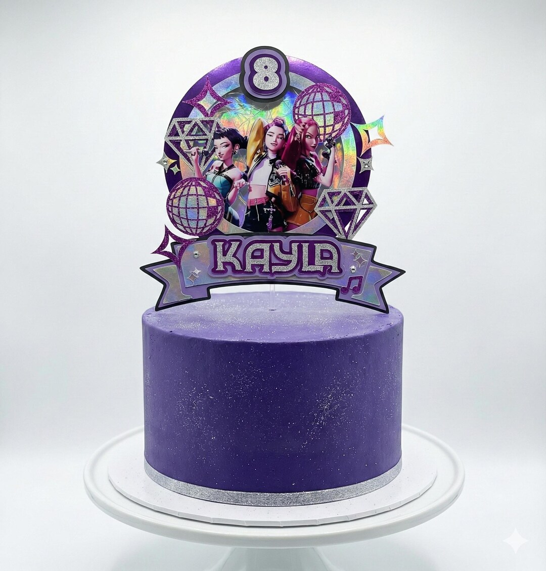 K-pop Birthday Cake Topper | Personalized Glitter Party Decor - Etsy