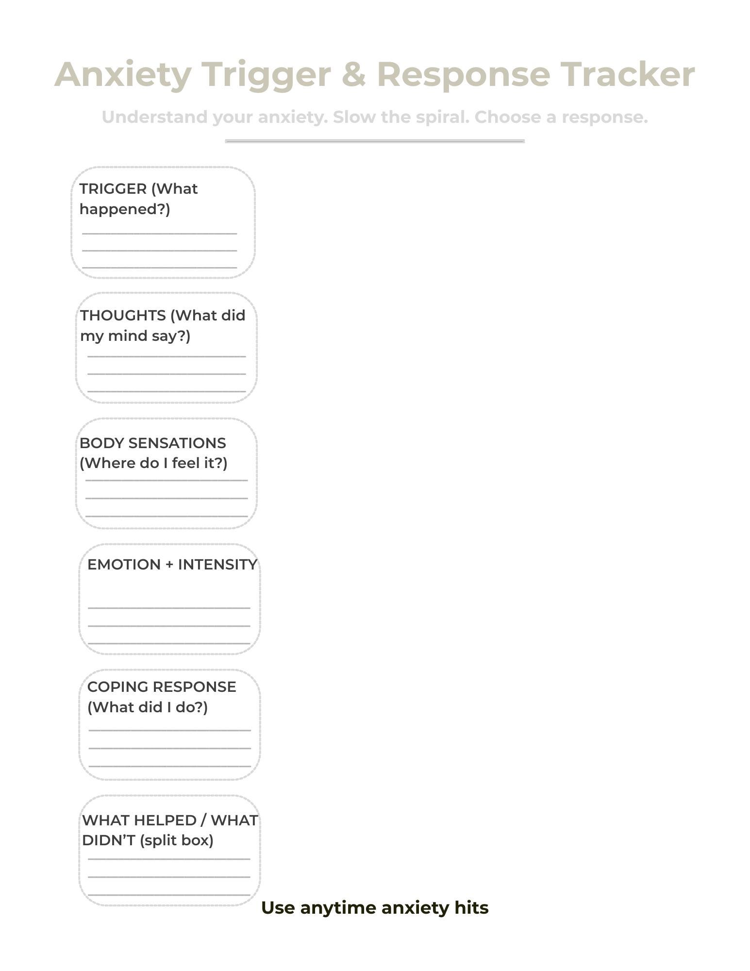 Anxiety Toolkit Printable Bundle – Grounding, Trigger & Reflection ...