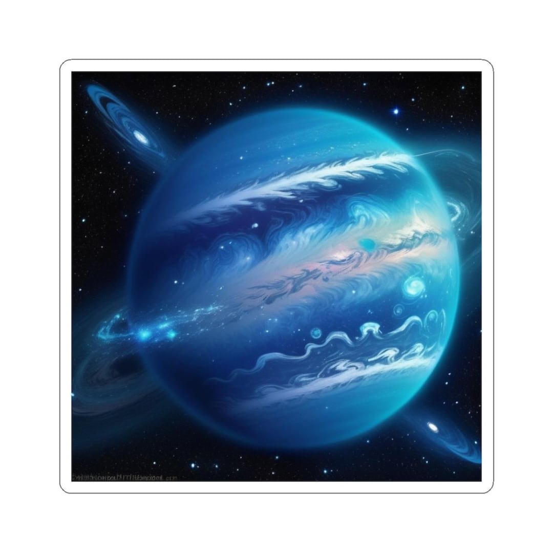 Blue Neptune Planet Sticker | Kiss-cut Space Art Sticker - Etsy