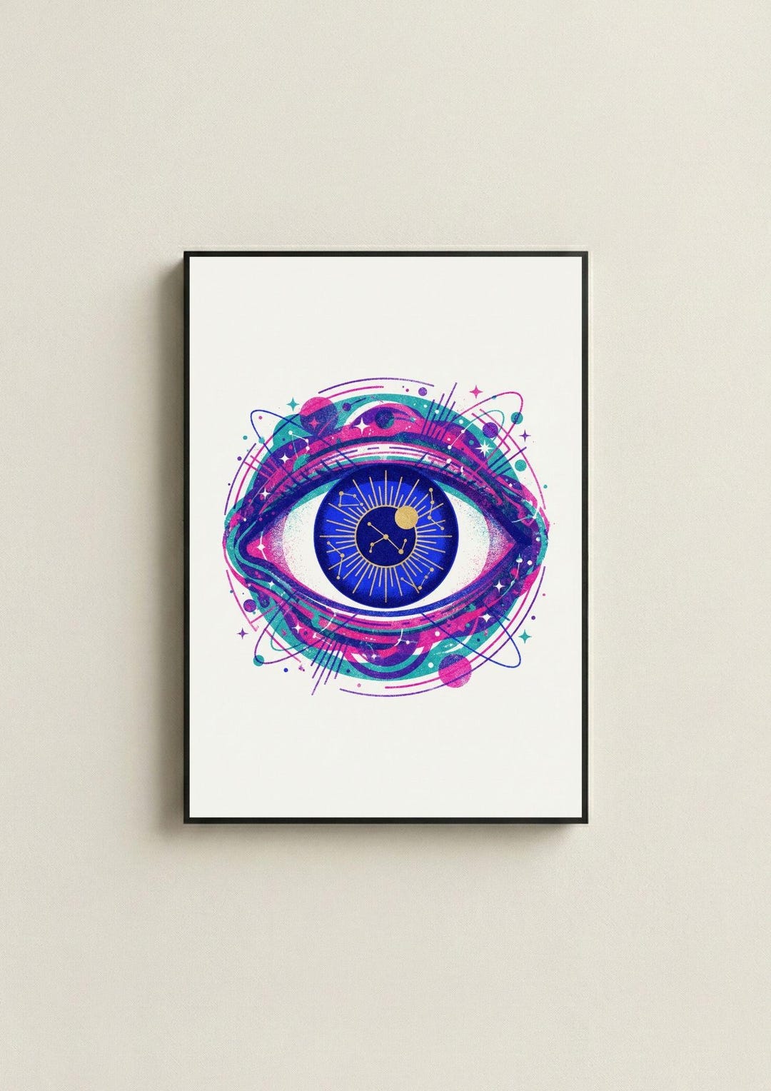 Modern All-seeing Eye Art • Colorful Celestial Print • Maximalist Wall ...