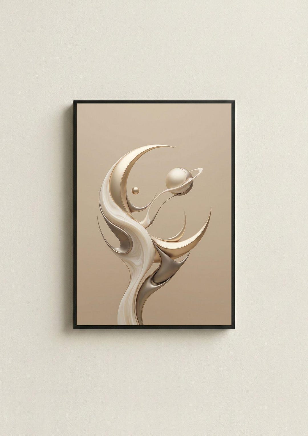 Modern Luxury Abstract Moon Art • Minimalist Neutral Beige Celestial ...
