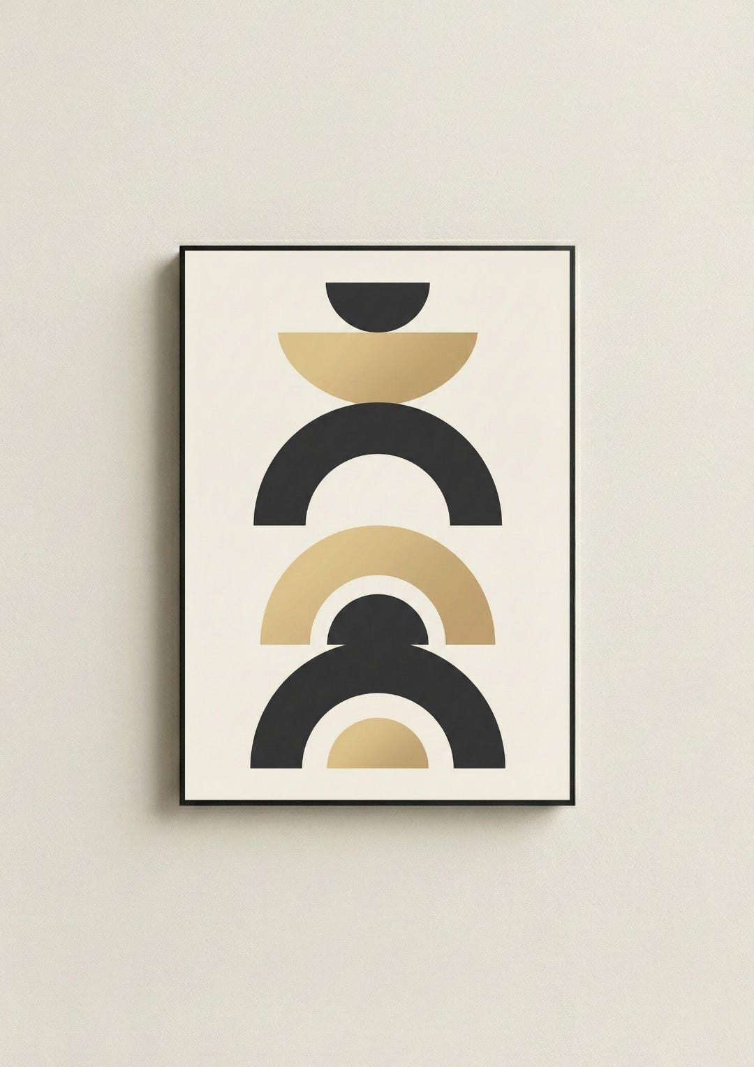 Modernist Bauhaus Arcs Art • Geometric Semicircle Poster • Gold ...