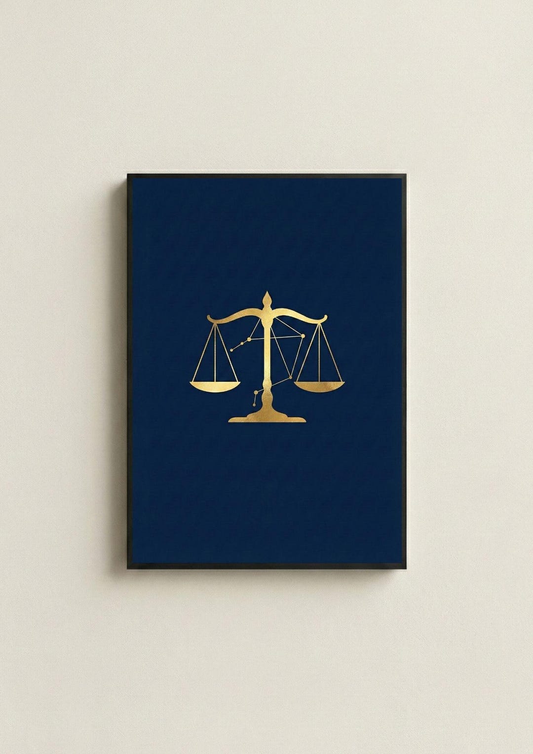 Gold Libra Zodiac Art • Navy Blue & Gold Wall Art • Astrology Print ...