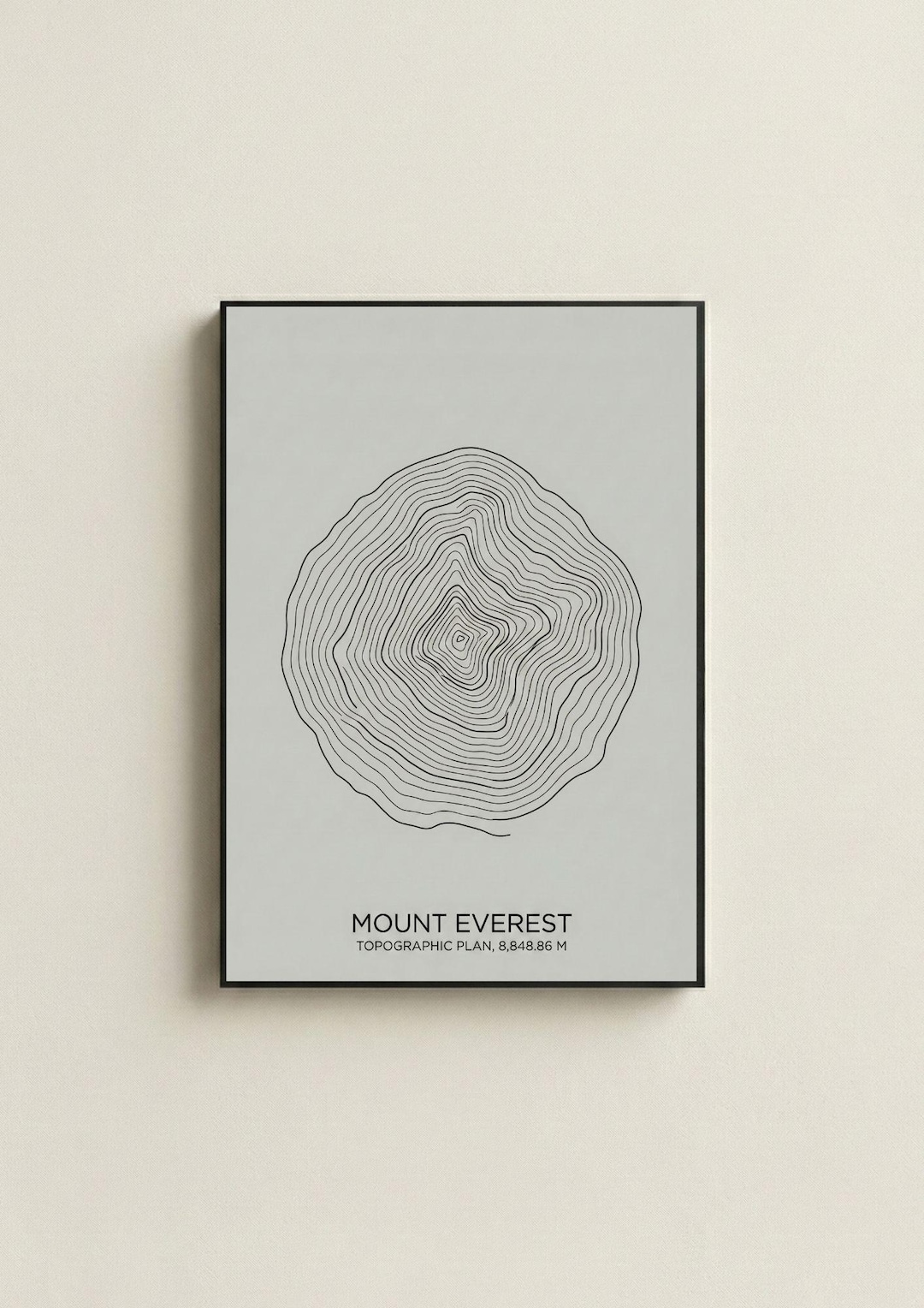 Mount Everest Topographic Map • Minimalist Mountain Wall Art • Modern ...