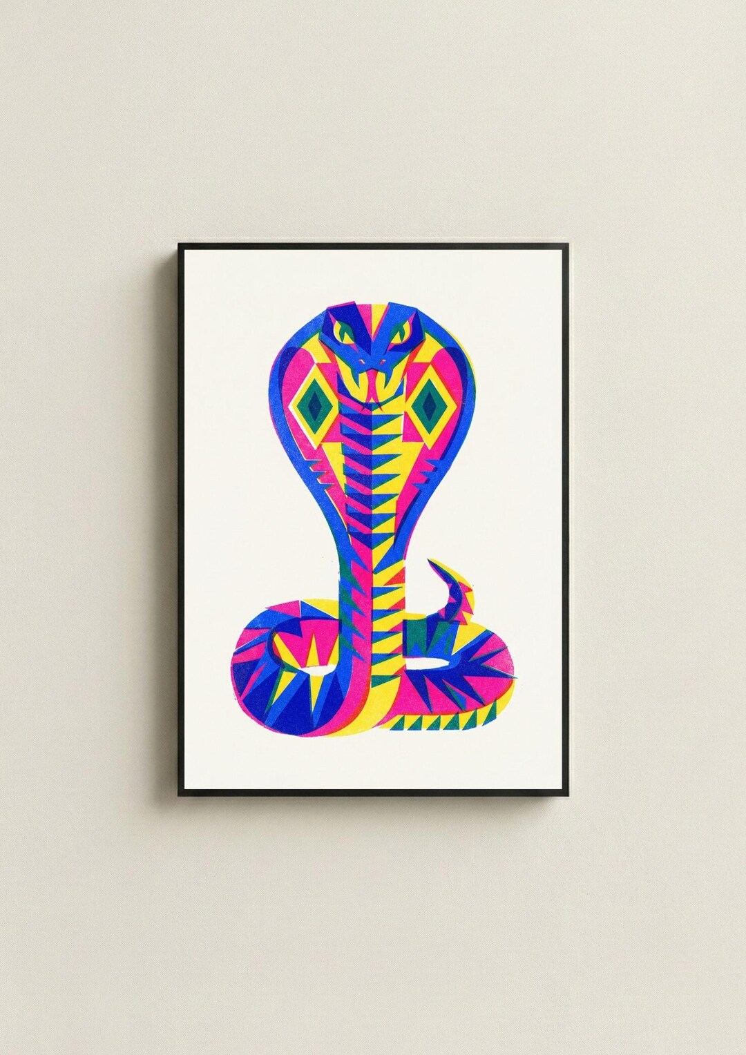 Modern Abstract Cobra Art • Colorful Snake Wall Decor • Vibrant ...