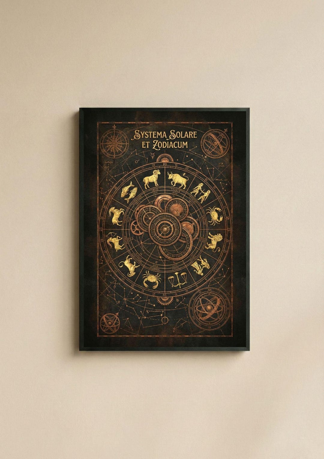 Zodiac Wheel Wall Art • Astrology Chart Print • 12 Zodiac Signs Poster ...