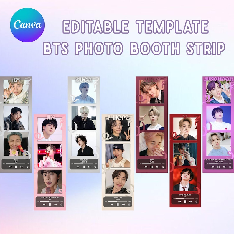 BTS Photo Booth Strips Template | Souvenir | Freebie | Digital Canva ...