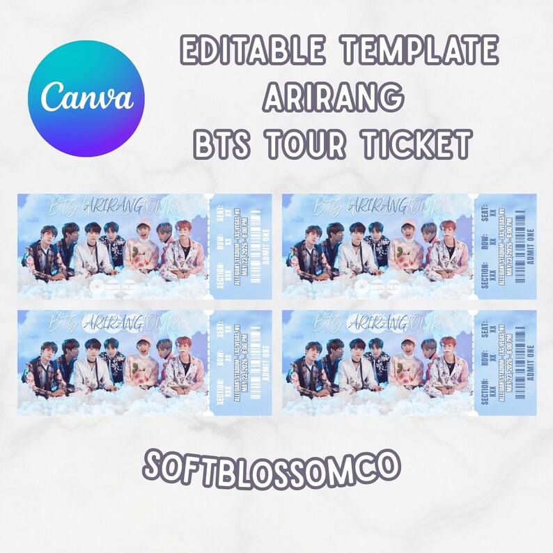 BTS Arirang World Tour Ticket Template | Souvenir | Freebie | Digital ...
